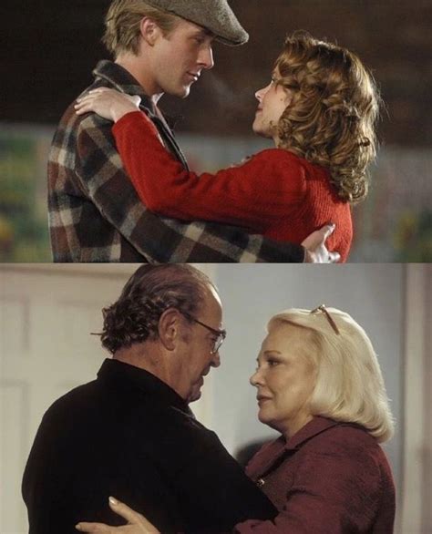Two Pictures Of The Same Man And Woman Hugging Each Other One Is