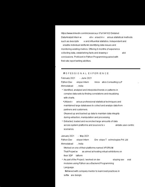 4 Python Developer Intern Resume Examples And Top Skills