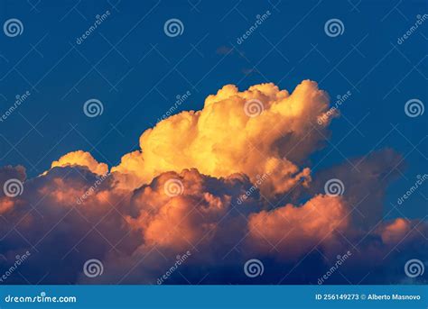 Photography Of Beautiful Cumulus Clouds At Sunset Full Frame Stock