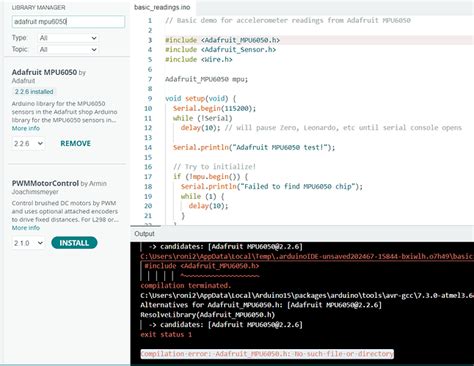 Compilation Error Adafruit MPU H No Such File Or Directory Programming Arduino Forum