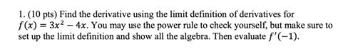 Solved Pts Find The Derivative Using The Limit Chegg Com