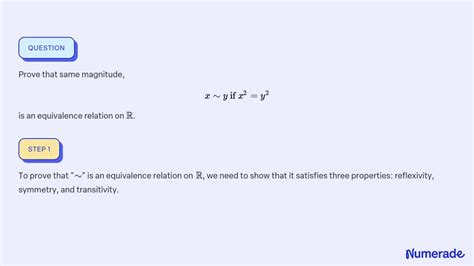 SOLVED Prove that same magnitude x y if x 2 y 2 is an equivalence relation on ℝ