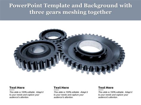 Powerpoint Template And Background With Three Gears Meshing Together Presentation Graphics