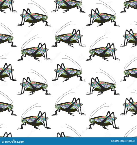 Grasshopper Pattern Background Vector Illustration