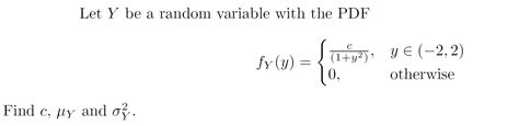 solved let y be a random variable with the pdf