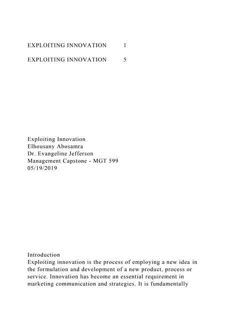 Exploiting Innovation1exploiting Innovation5docx Digital Audio