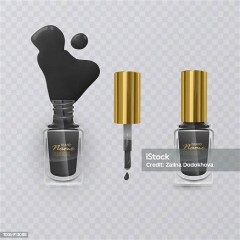 투명 한 배경 벡터 일러스트 레이 션에 골드 캡 블랙 매니큐어 0명에 대한 스톡 벡터 아트 및 기타 이미지 0명 3차원 형태 검은색 Istock