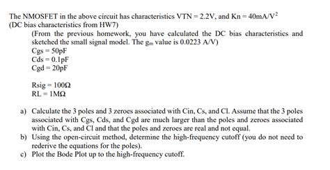 Problem Common Source Amplifier Bode Plot The Chegg Com