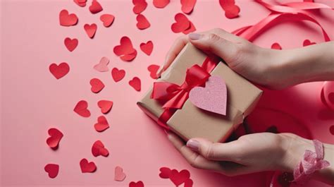 종이 하트와 빨간색 배경에 발렌타인 데이 선물 상자를 들고 손 발렌타인 선물 생일 선물 상자 선물 상자 평면도 배경 일러스트 및 사진 무료 다운로드 Pngtree