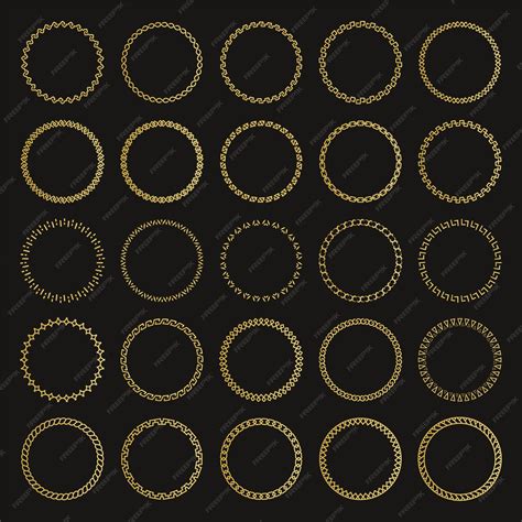 Premium Vector Golden Decorative Round Frames Collection