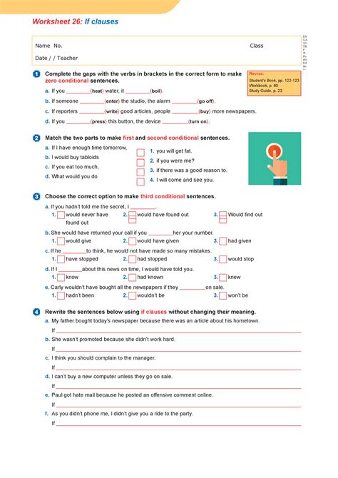 Grammar Worksheet 26 Conditional Sentencees Worksheet 26 If Clauses Complete The Gaps With