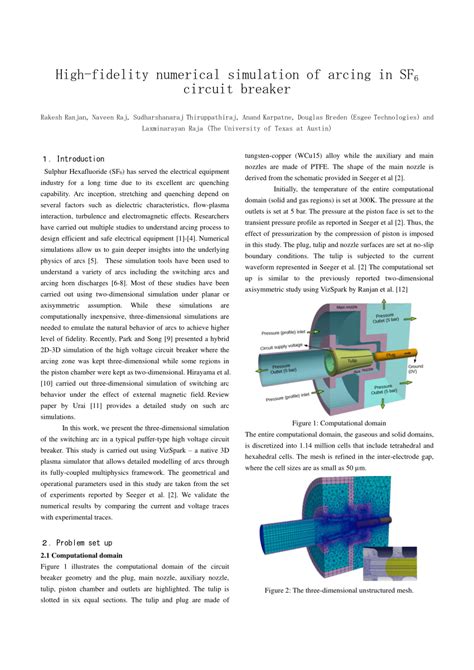 Pdf High Fidelity Numerical Simulation Of Arcing In Sf 6 Circuit Breaker