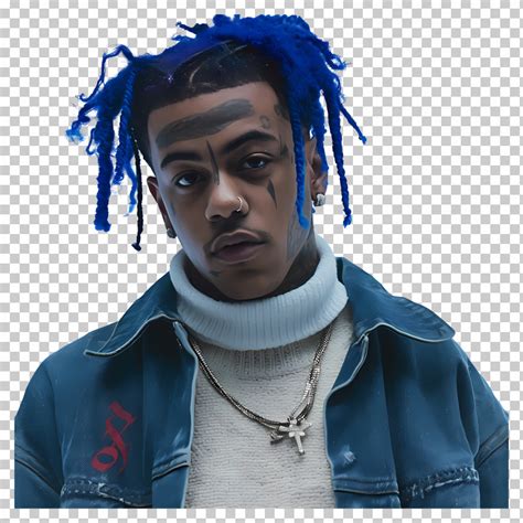 Xxxtentacion Portrait Of Individual With Bold Blue Dreadlocks Png