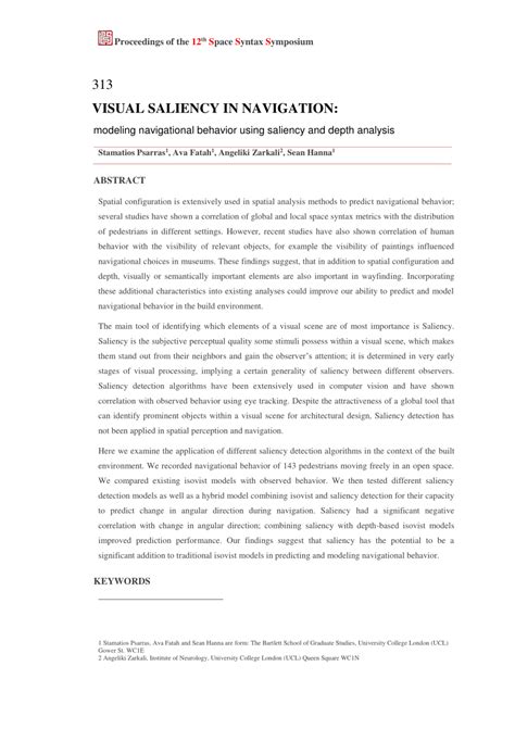 Pdf Visual Saliency In Navigation Modelling Navigational Behaviour