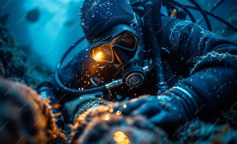 Navy Seal Frogman With Complete Diving Gear And Weapons In The Water Premium Ai Generated Image