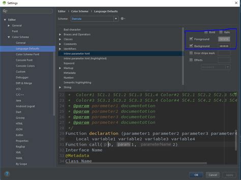 Intellij Idea How To Change Theme Color Of Parameter Name Indicator