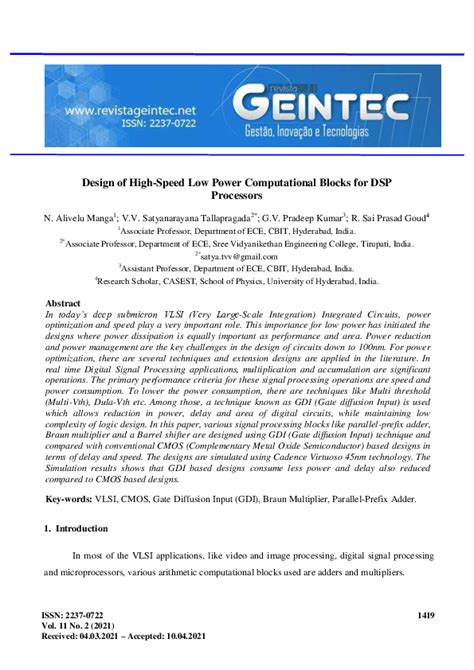 pdf design of high speed low power computational blocks for dsp