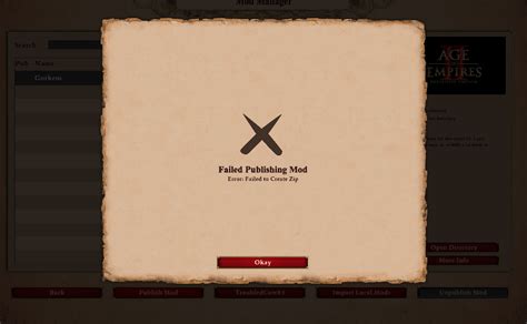 failed publishing mod failed to create zip ask for help age of