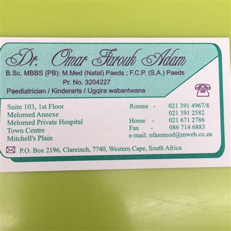 Dr Omar Farouk Adam Cape Town
