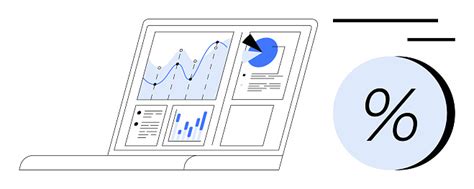 통계적 통찰력을 강조하는 백분율 기호가 있는 노트북의 재무 데이터 분석 가격에 대한 스톡 벡터 아트 및 기타 이미지 가격