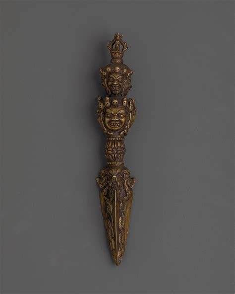 Buddhist Bronze Buddhist Phurba Traditional Himalayan Ritual Tool Evamratna