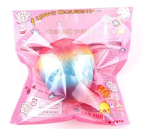 275에서 10cm 점보 Kawaii 무지개 딸기 Squishy 슈퍼 소프트 천천히 상승 전화 스트랩 귀여운 향기로운 다채로운 빵 케이크 아이 장난감 Dhgate