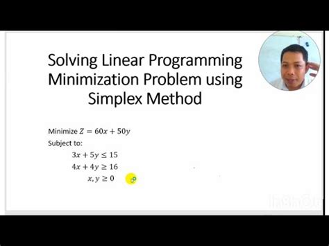 Solving Linear Programming Minimization Problem Using Simplex Method - YouTube