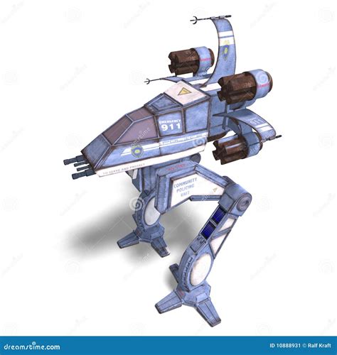 Futuristic Transforming Scifi Robot And Spaceship Stock Illustration