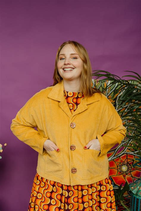Corduroy Cropped Chore Jacket In Yellow Megancrook