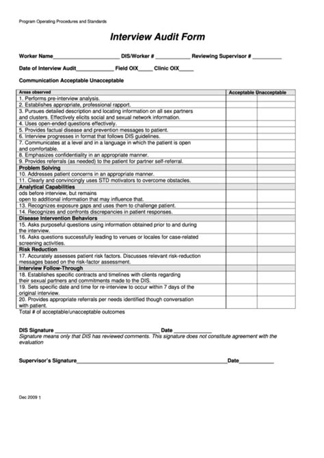 Interview Audit Form Printable Pdf Download