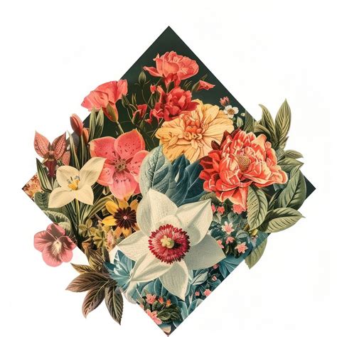 Flower Collage Diamond Shaped Pattern Free Photo Illustration Rawpixel