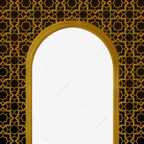Dark Brown Gold Arch Twibbon With Islamic Geometric Pattern Brown Gold Twibbon Png