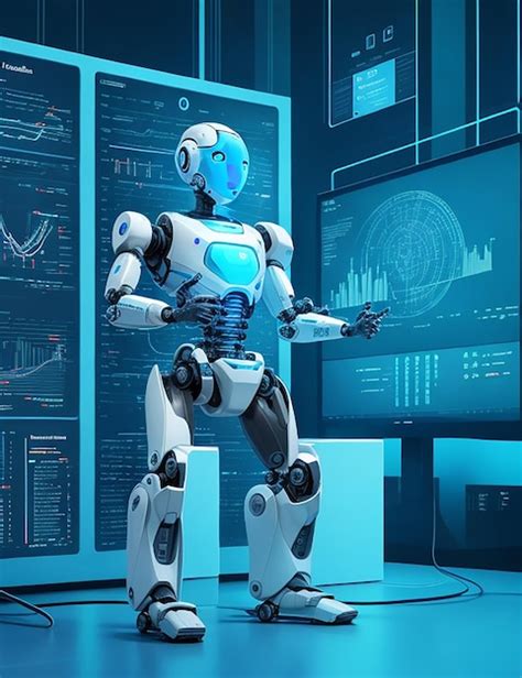 Premium Ai Image Automation Data Analytic With Robot And Digital Visualization For Big Data