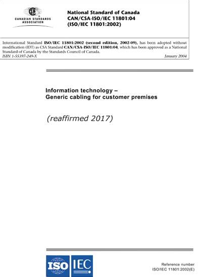 CAN CSA ISO IEC R Information Technology Generic Cabling For Customer