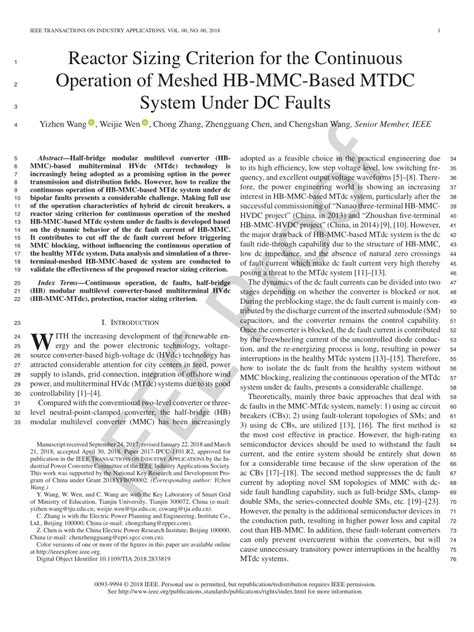 Pdf Rector Sizing Criterion For Continuous Operation Of Meshed Hb Mmc