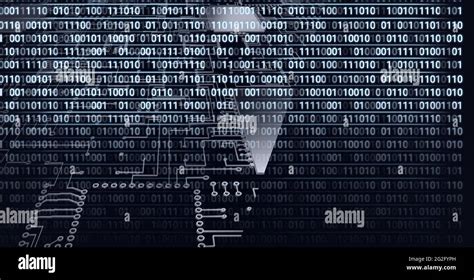 Composition Of Binary Coding Processing Over Computer Circuit Board Stock Photo Alamy