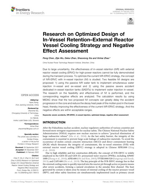 Pdf Research On Optimized Design Of In Vessel Retentionexternal Reactor Vessel Cooling