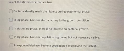 Solved Select the statements that are true. Bacterial | Chegg.com