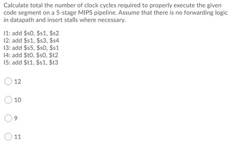 Solved Calculate Total The Number Of Clock Cycles Required Chegg