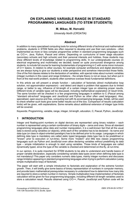 Pdf On Explaining Variable Range In Standard Programming Languages