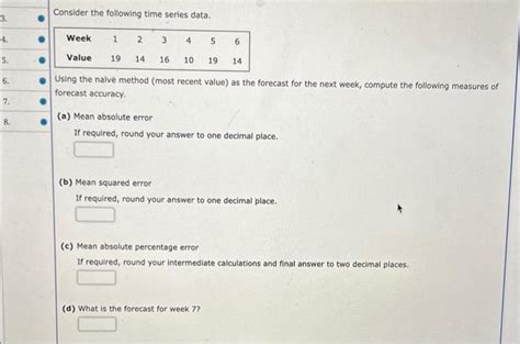 solved consider the following time series data using the