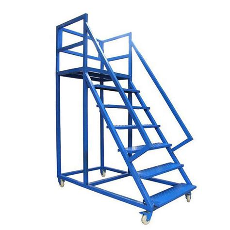 Buy Warehouse Steel Safety Mobile Rolling Platform Ladder With