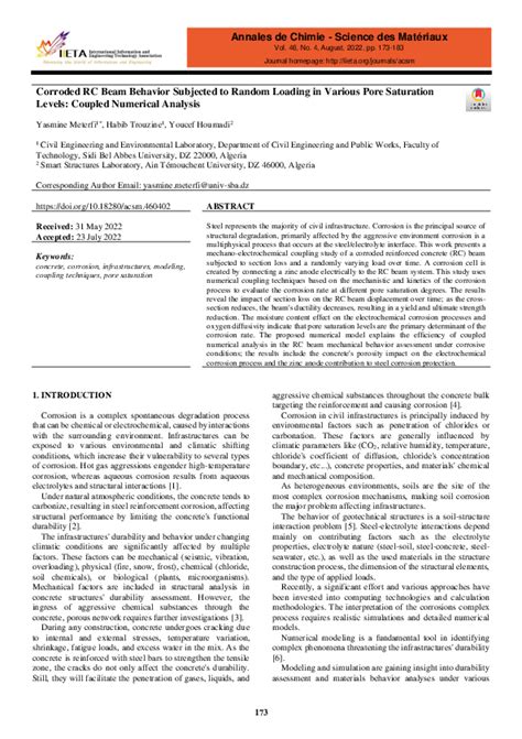 Pdf Corroded Rc Beam Behavior Subjected To Random Loading In Various Pore Saturation Levels