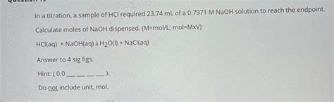 Solved In A Titration A Sample Of HCl Required 23 74 ML Of Chegg Com
