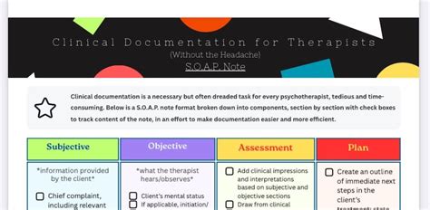 S O A P Subjective Objective Assessment Plan Note For Therapist