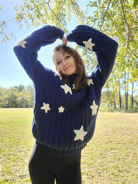 Coraline Inspired Star Sweater Crochet Pattern Blue Sparkle Glow In Dark Pdf Pattern Etsy