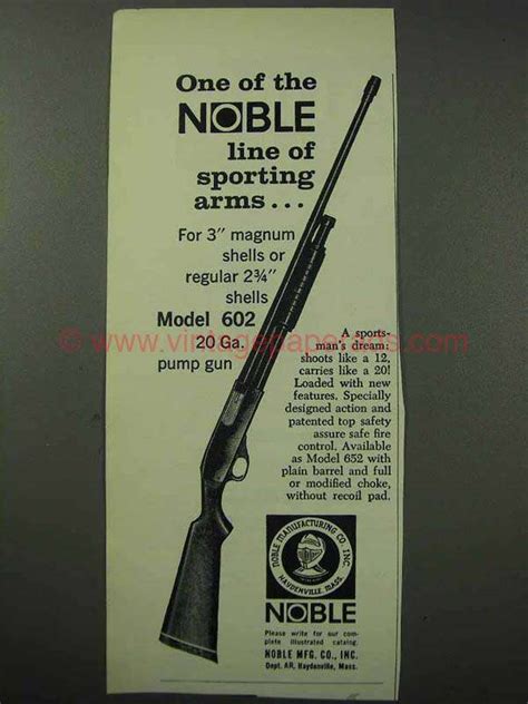 1962 Noble Model 602 Shotgun Ad Sporting Arms Bt0460