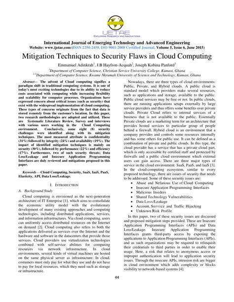 Pdf Mitigation Techniques To Security Flaws In Cloud Computing