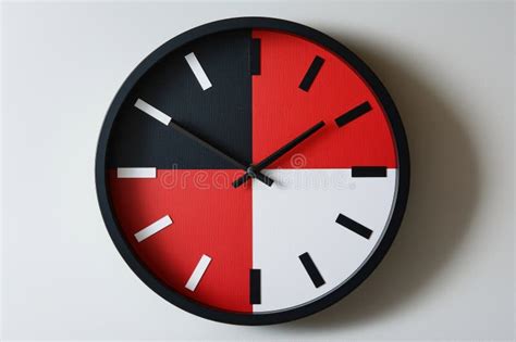 Classic Analog Clock In Bold Red Black And White Design Stock