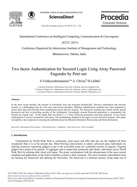 Pdf Two Factor Authentication For Secured Login Using Array Password